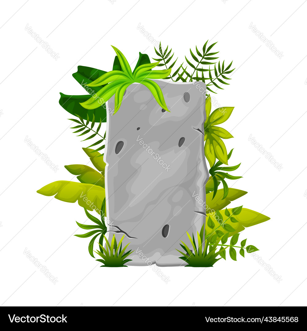 Cartoon forest jungle liana rock and stone panel Vector Image