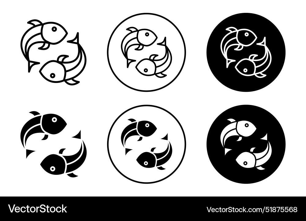 Chinese fish icon outline flat Royalty Free Vector Image