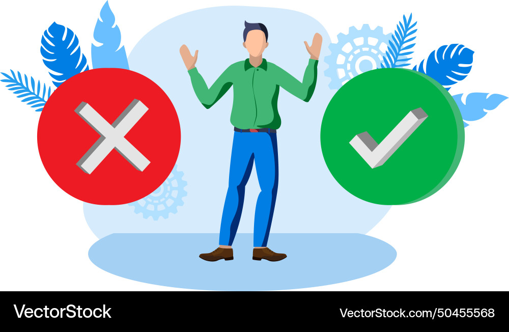 Choose the option right or wrong concept Vector Image