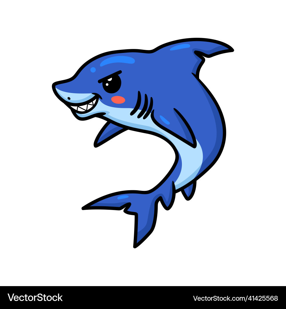 Cute little shark cartoon posing Royalty Free Vector Image
