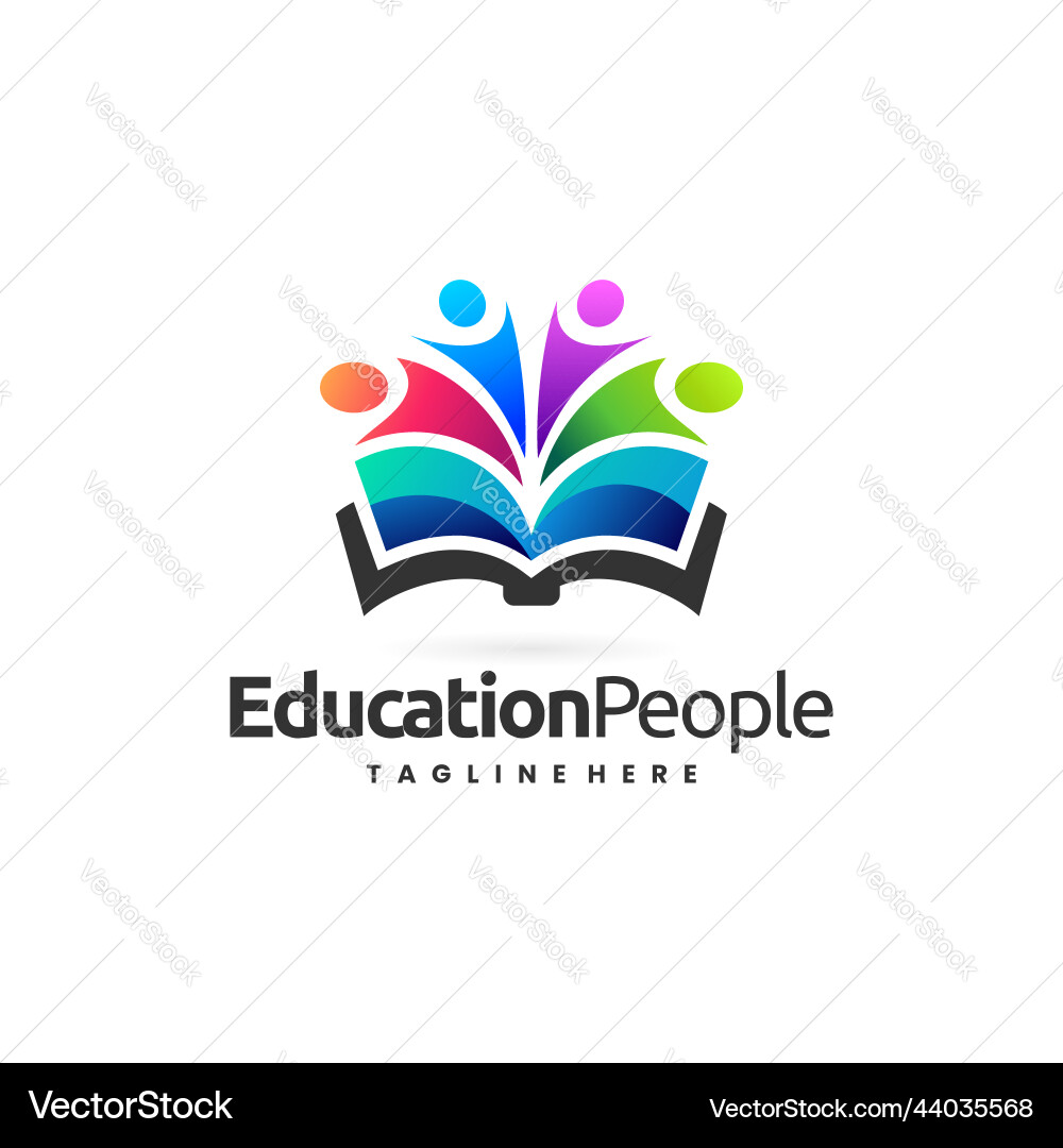 Education book logo with people sign Royalty Free Vector