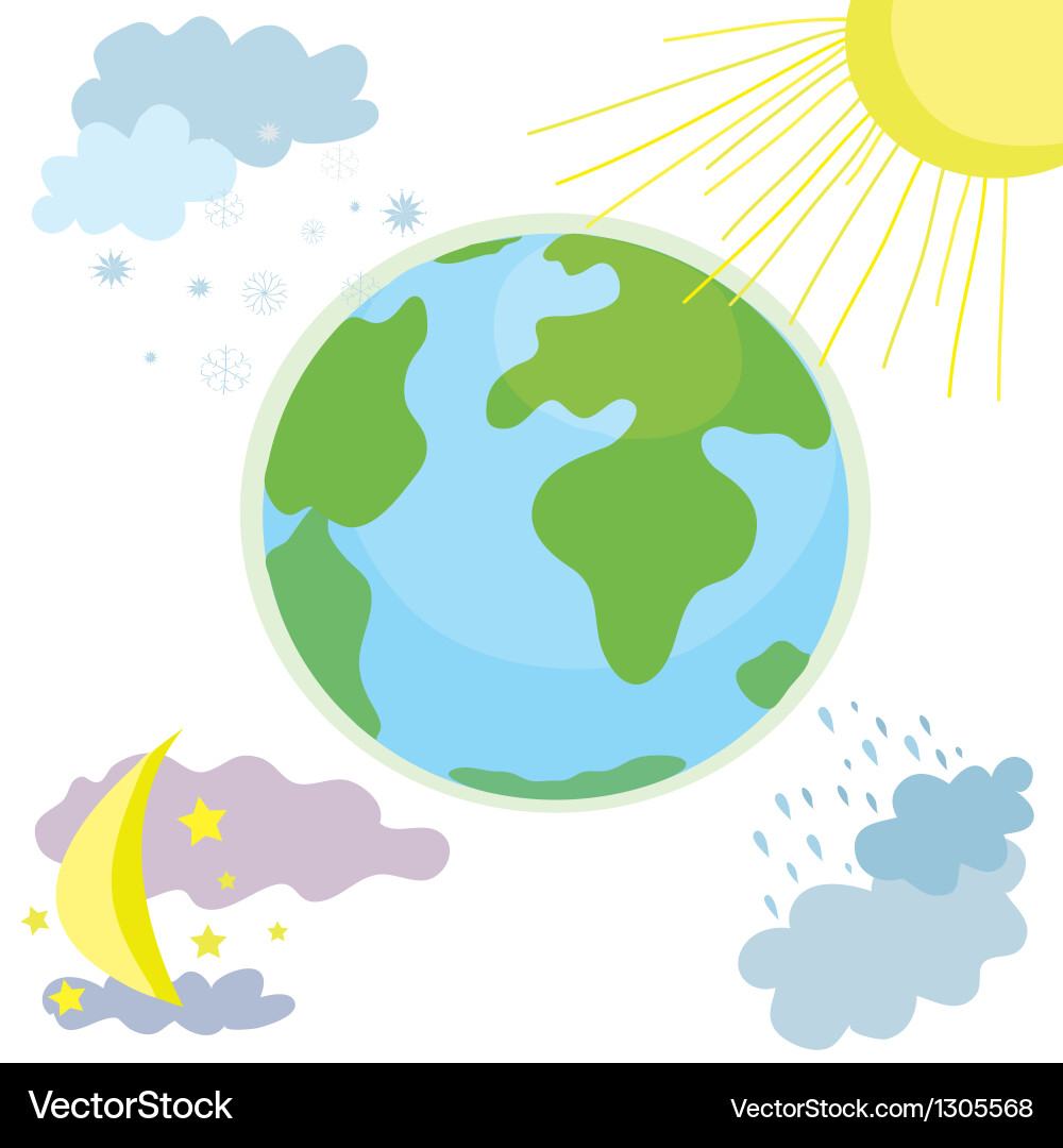 Globe weather icon with day and night Royalty Free Vector