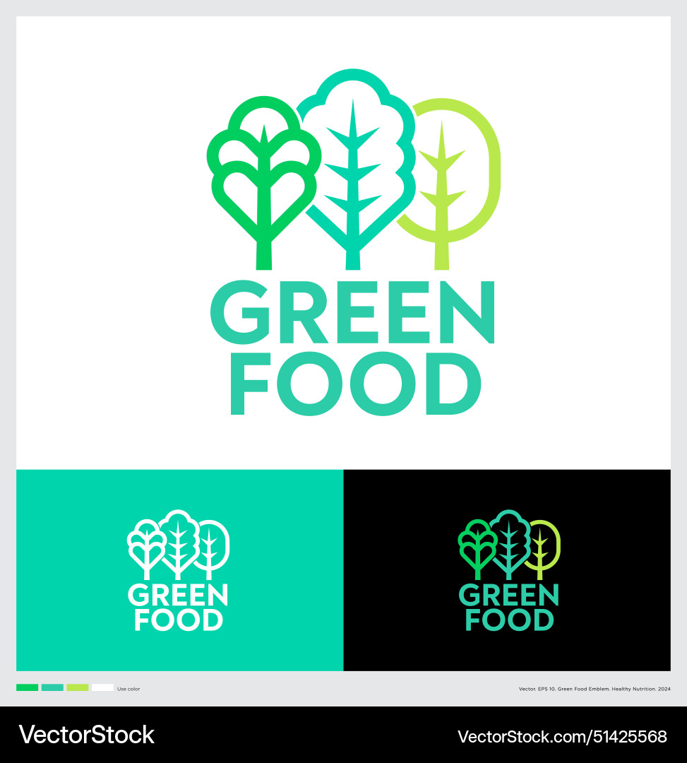 Green food icon three different leaves salad Vector Image