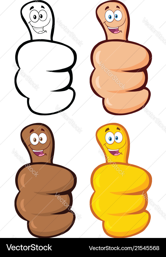 Hand giving thumbs up with cartoon face collection
