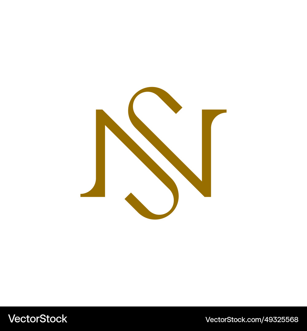 Luxury sn or ns monogram letter gold logo design Vector Image