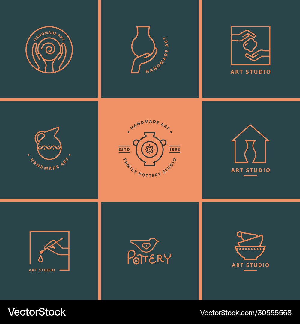 Pottery Studio Logo Set Royalty Free Vector Image