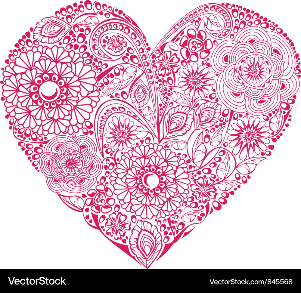 Red floral heart Royalty Free Vector Image - VectorStock