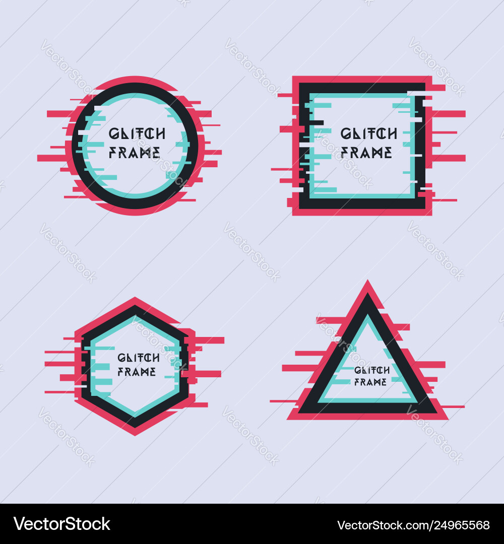 Set geometric frame in modern glitch style Vector Image