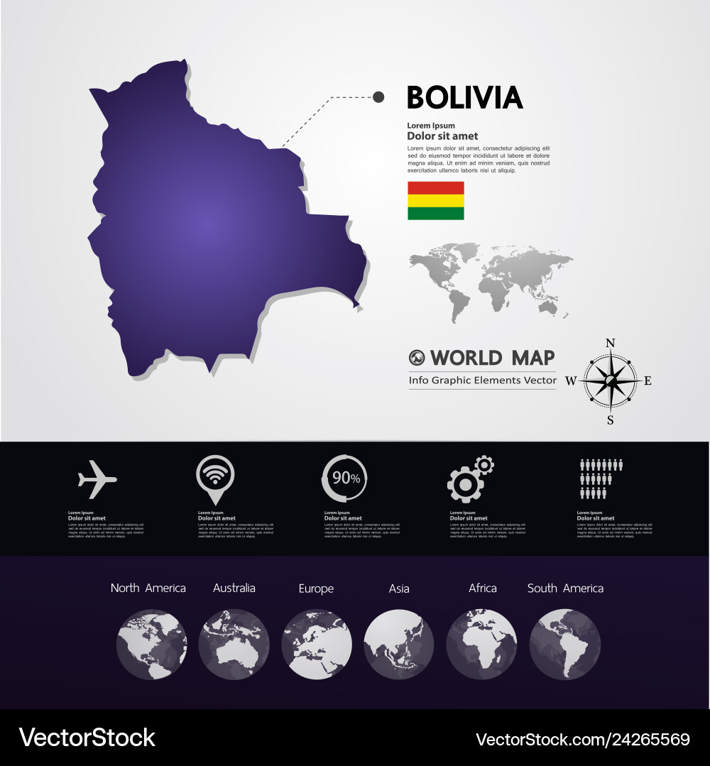 Bolivia map Royalty Free Vector Image - VectorStock
