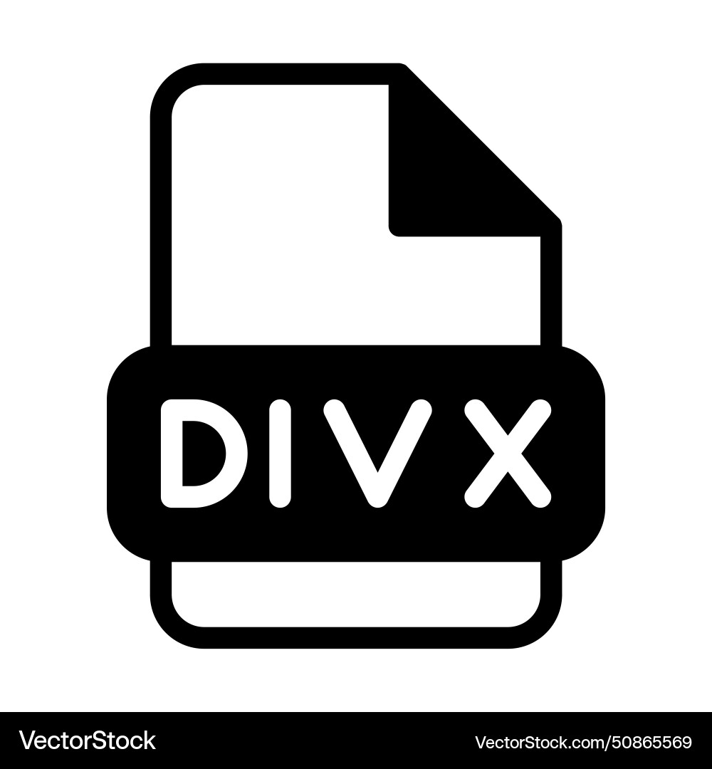 Divx file format video icons web files label icon Vector Image