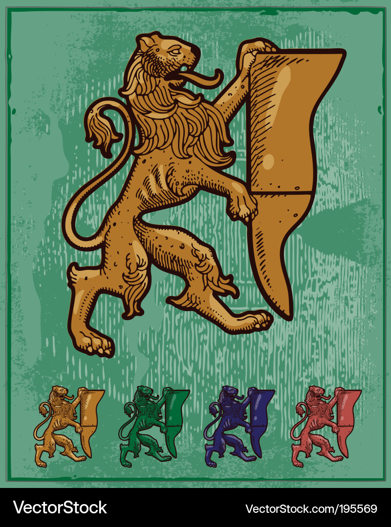 Heraldic lion Royalty Free Vector Image - VectorStock