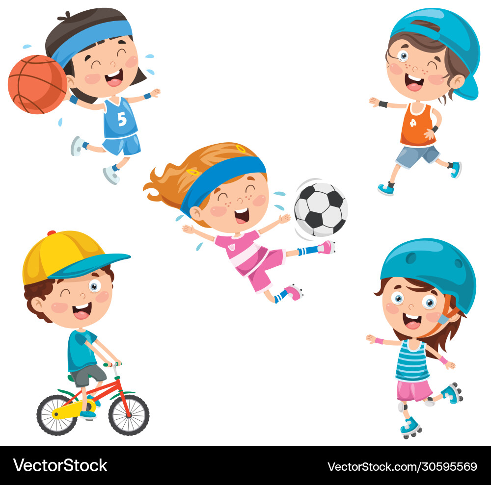 Kids making sport Royalty Free Vector Image - VectorStock
