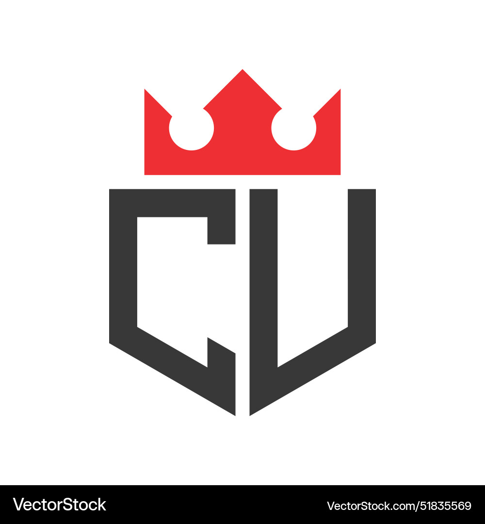 Letter cu crown logo Royalty Free Vector Image