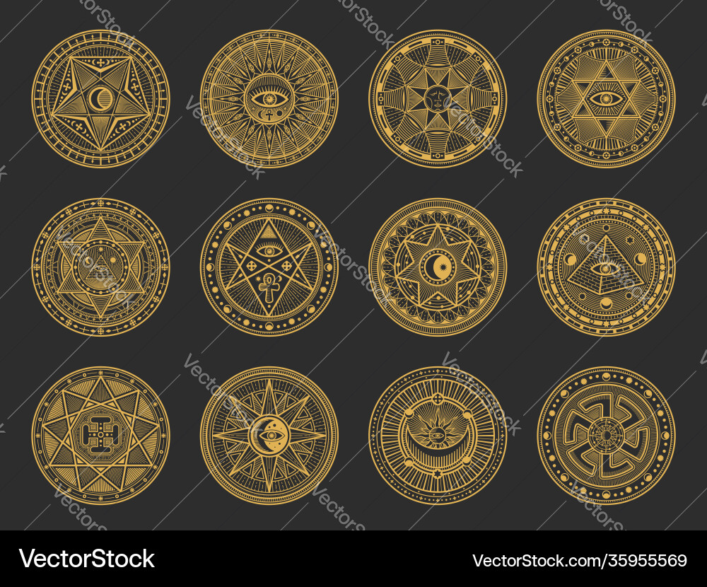 Magic symbols alchemy occult esoteric signs Vector Image
