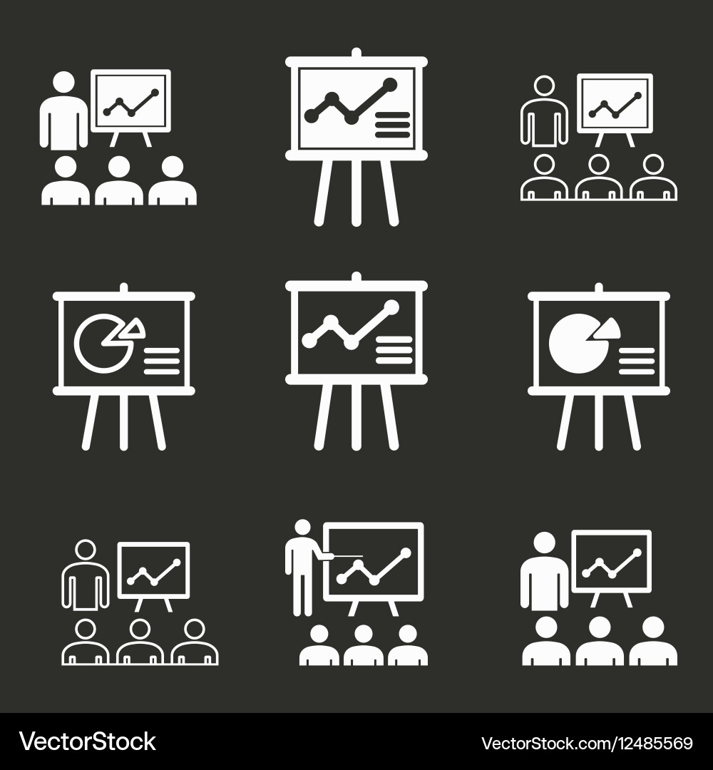 Presentation icon set Royalty Free Vector Image