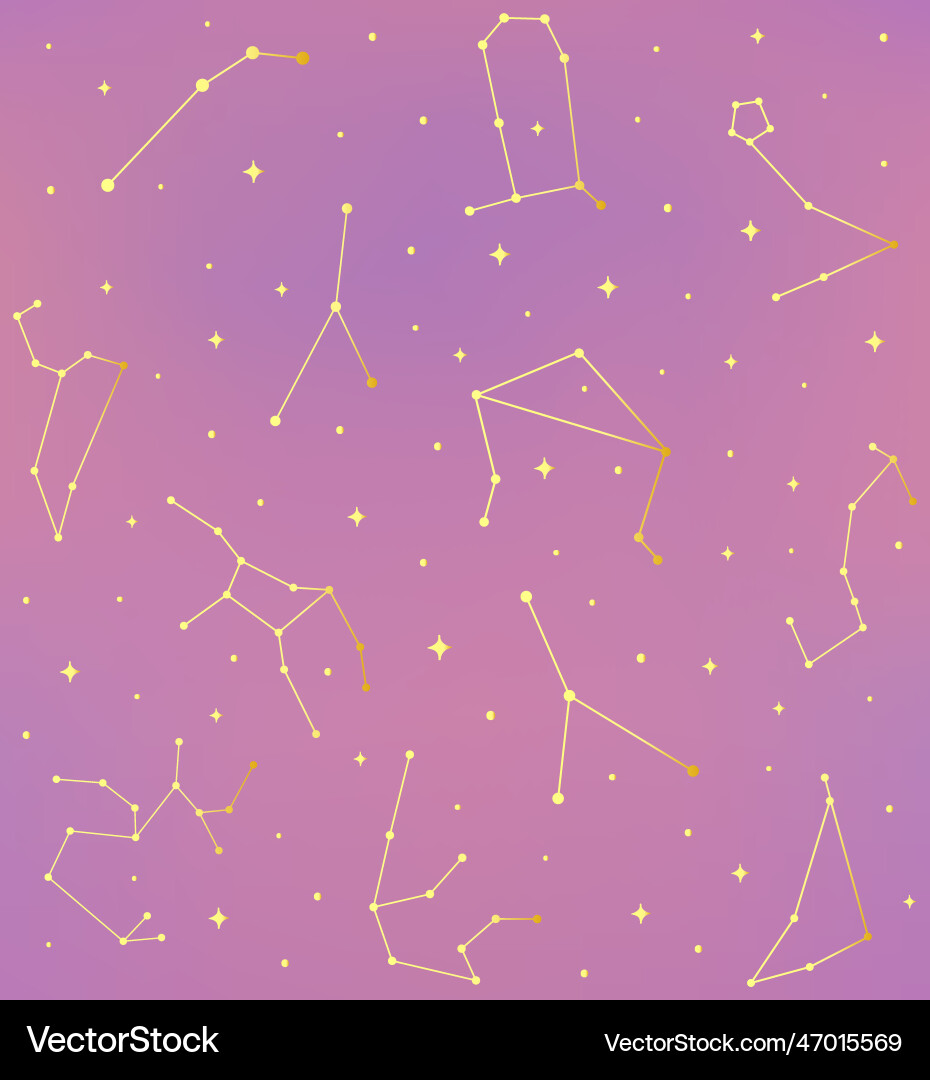 Zodiac constellations golden pattern Royalty Free Vector