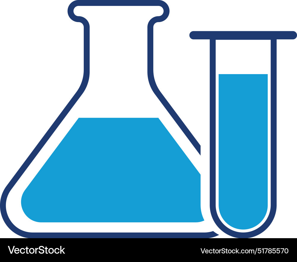 A flask and testing tube icon Royalty Free Vector Image