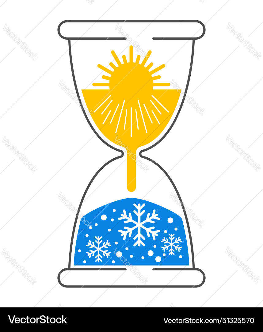 Climate change - sand clock sun and snowflake Vector Image