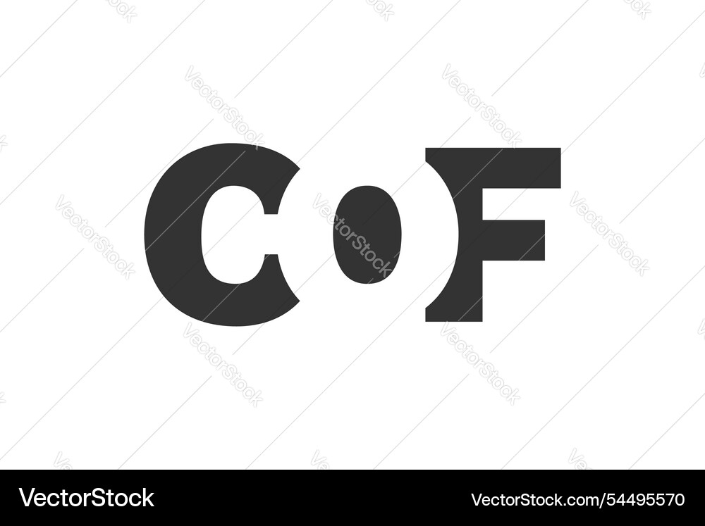 Cof logo design initial letter c o f bold font Vector Image