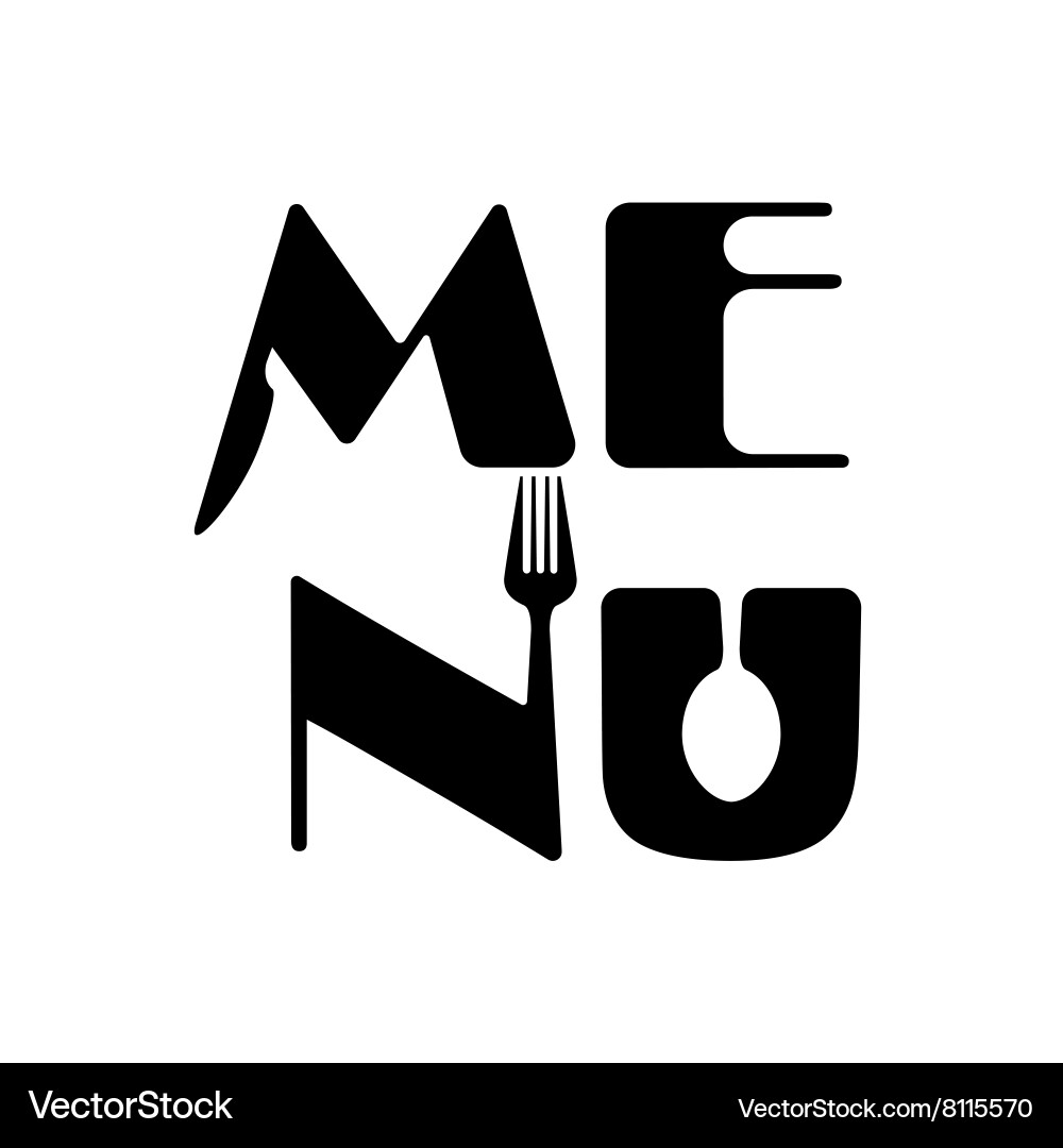 Creative food menu word logo elements Royalty Free Vector