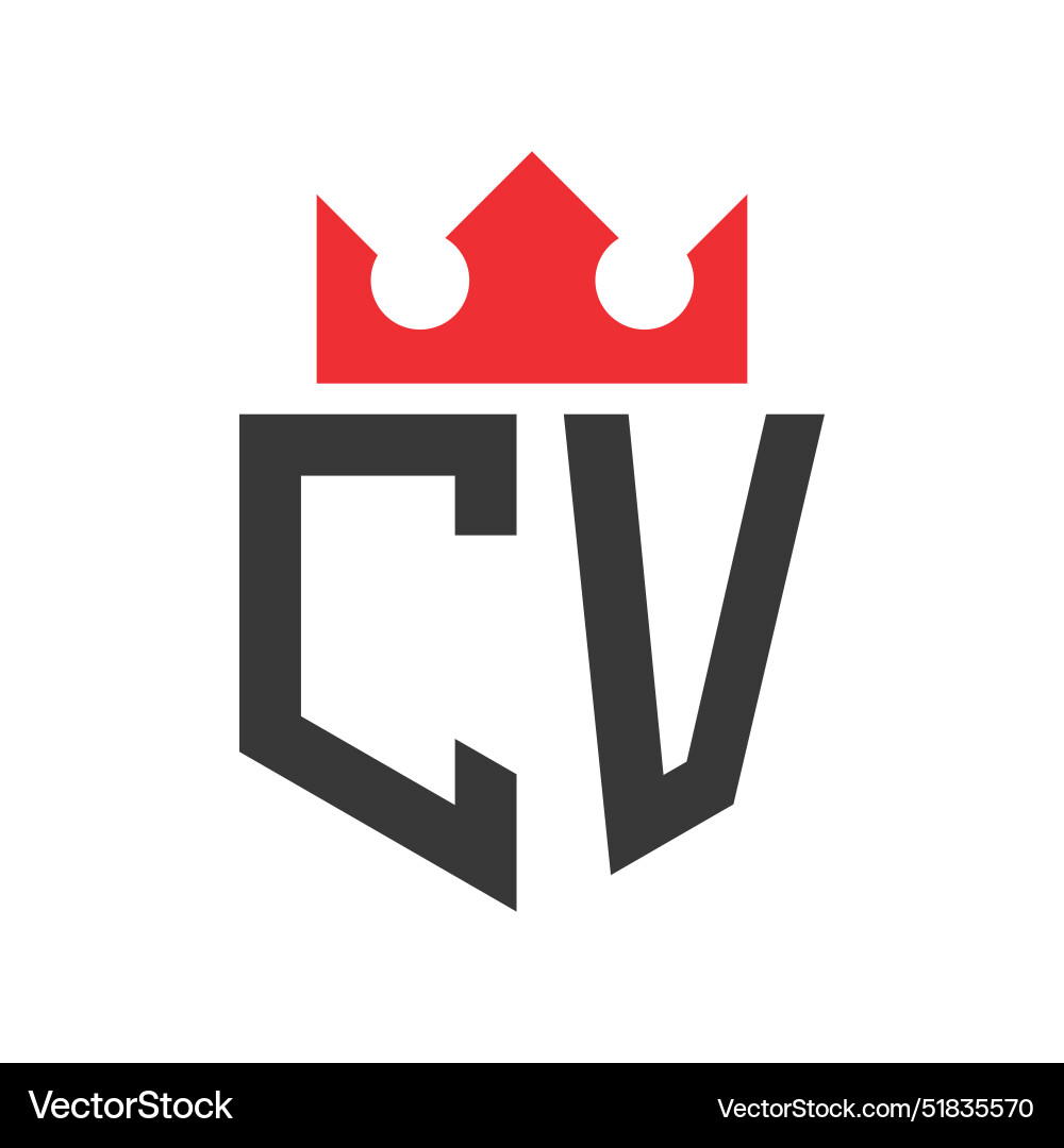 Letter cv crown logo Royalty Free Vector Image