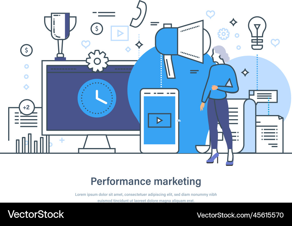 Performance marketing and advertising strategy Vector Image