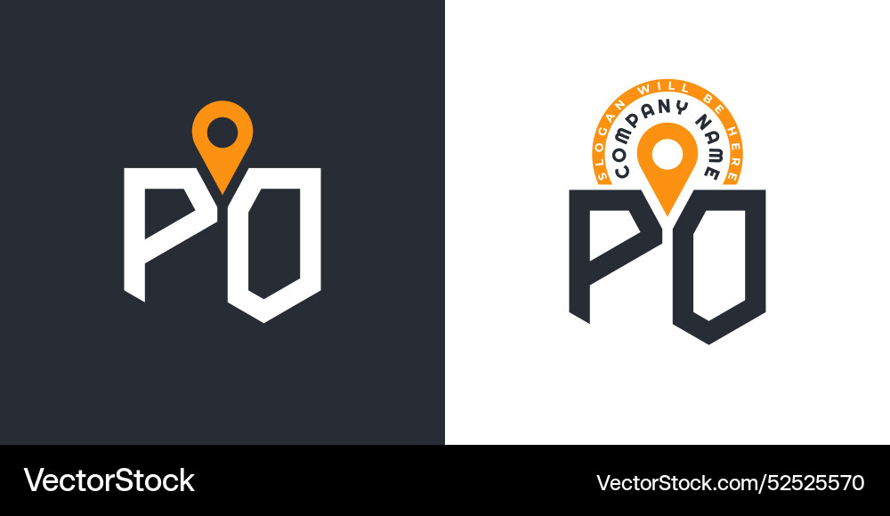 Po location logo bundle letter dual icons Vector Image