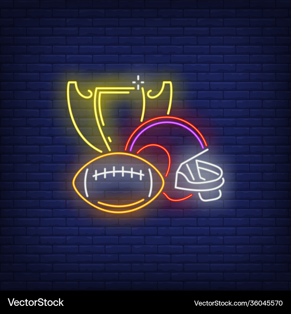 Rugby issues neon sign Royalty Free Vector Image