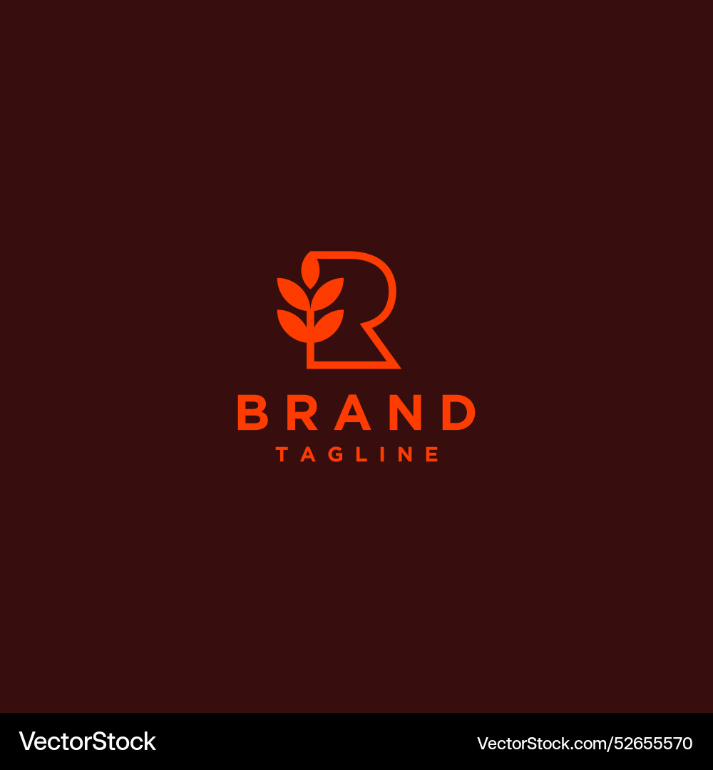 Simple rice letter r logo design Royalty Free Vector Image