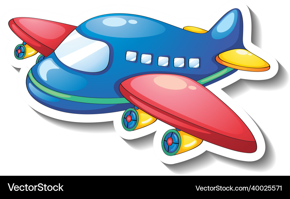 Airplane cartoon sticker on white background Vector Image