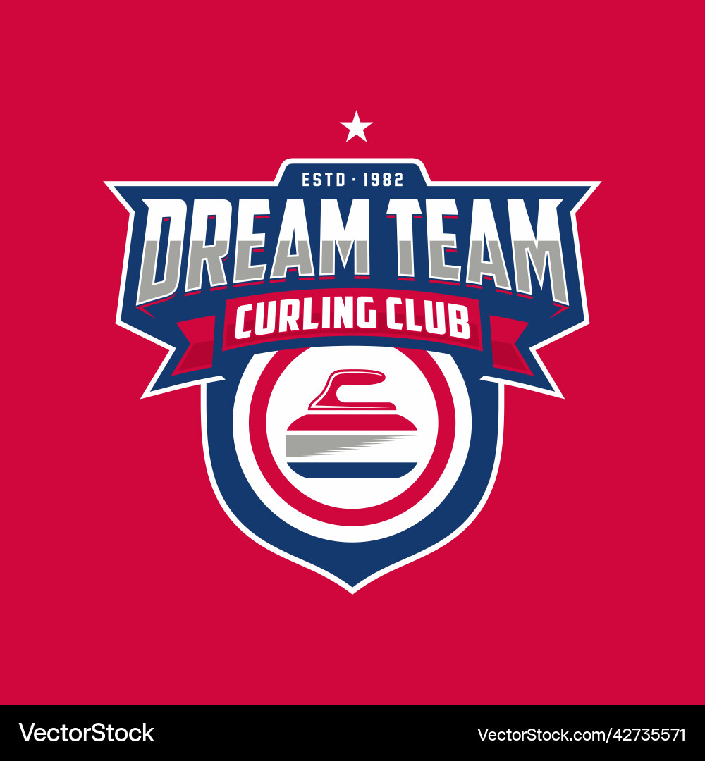 Curling sports logo template design Royalty Free Vector