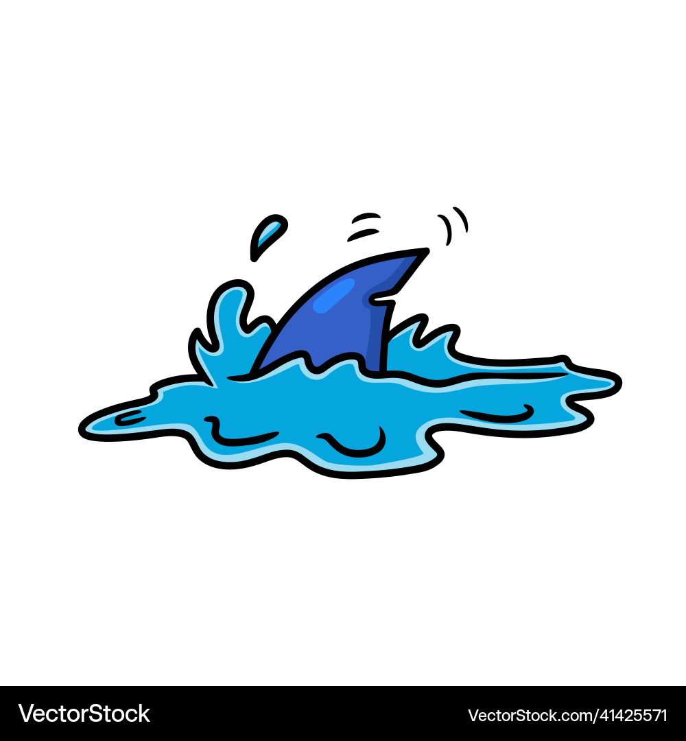 Cute shark fin cartoon in water Royalty Free Vector Image