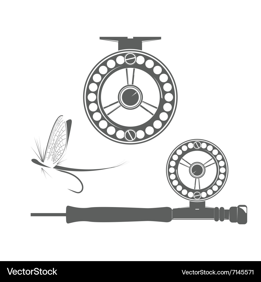 Fishing reel icons Royalty Free Vector Image - VectorStock