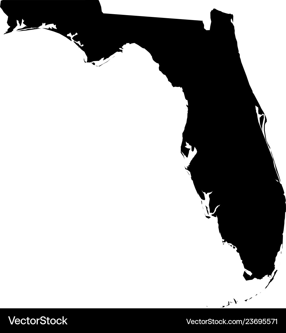 Florida State Map - Black Silhouette Royalty Free Vector