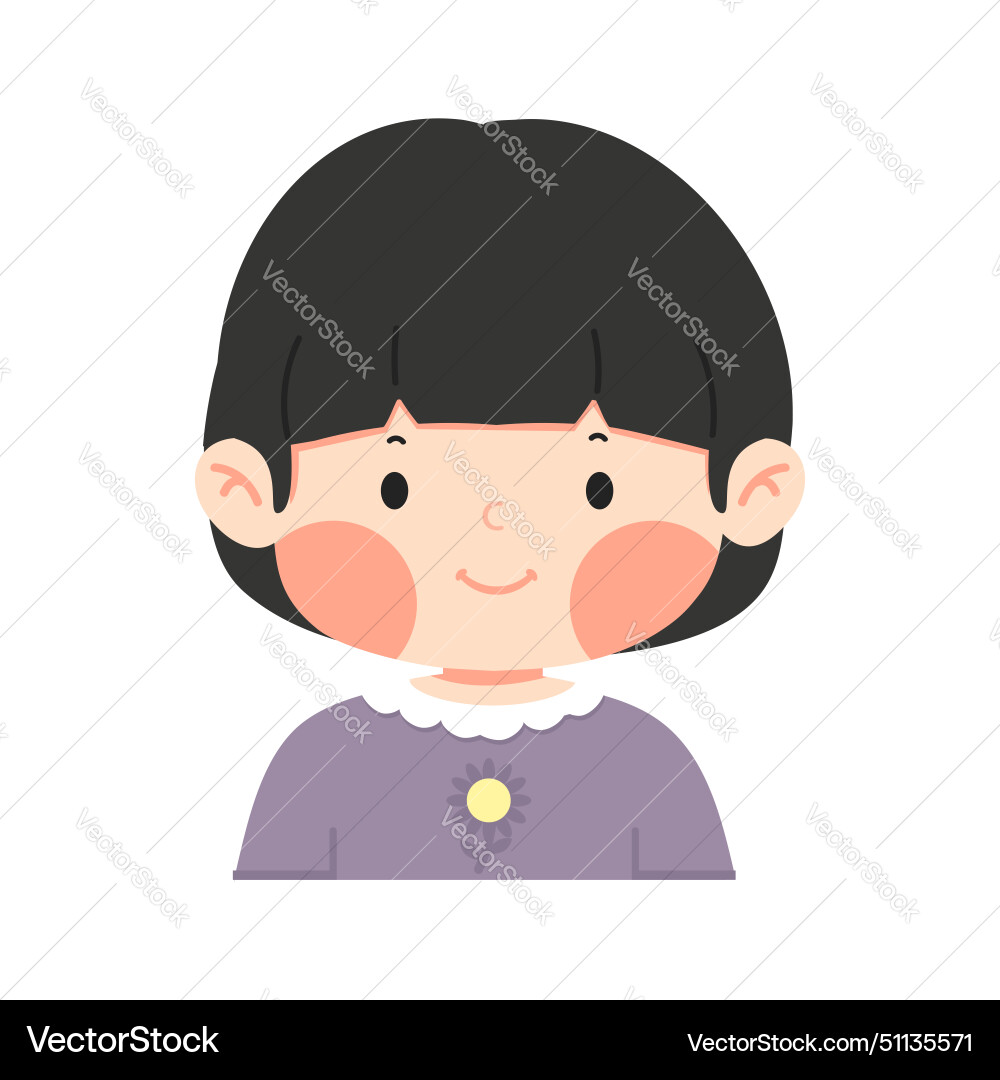 Kid girl doodle avatar Royalty Free Vector Image