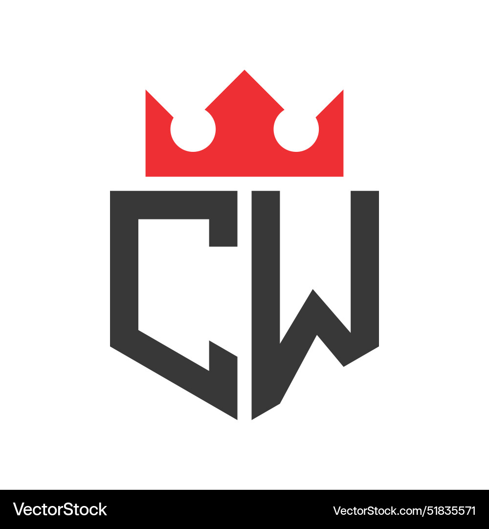 Letter cw crown logo Royalty Free Vector Image