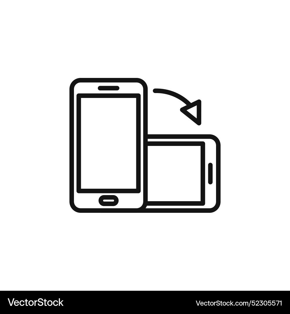 Rotate phone icon outline collection in black Vector Image