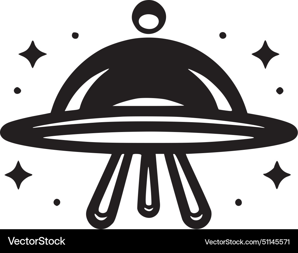 Ufo - black and white Royalty Free Vector Image