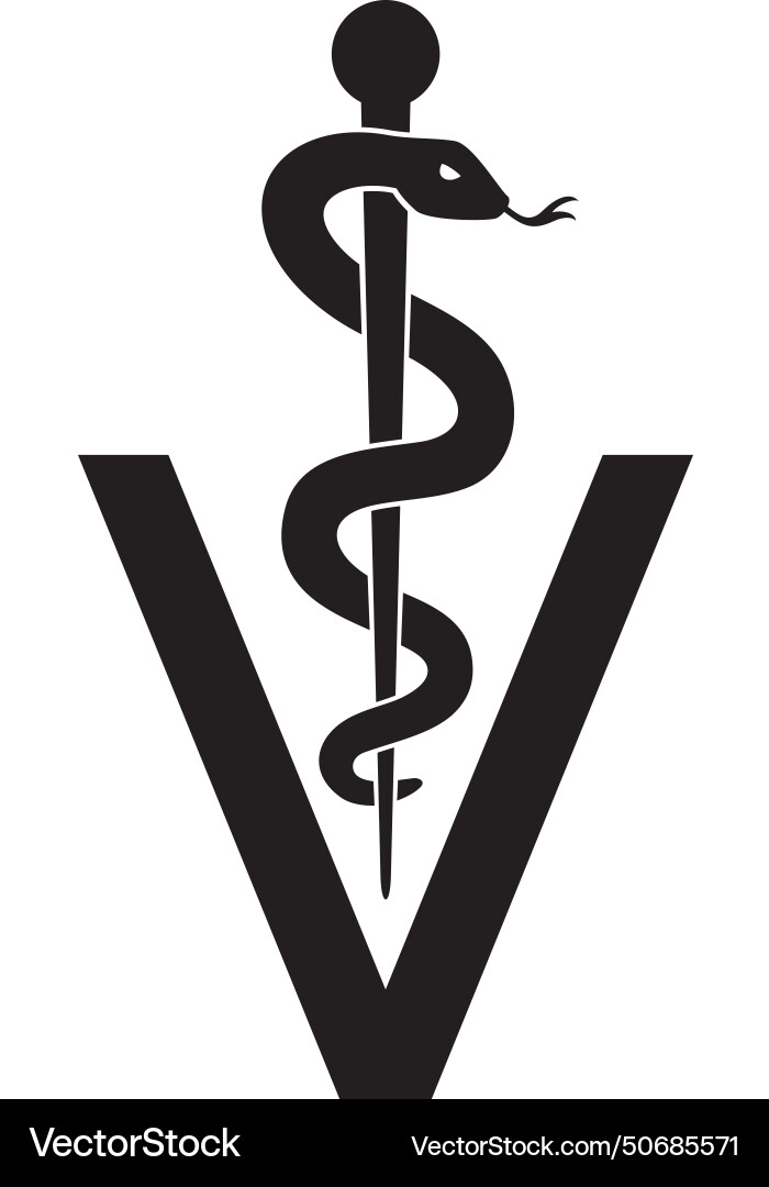 Veterinary symbol caduceus snake with stick Vector Image