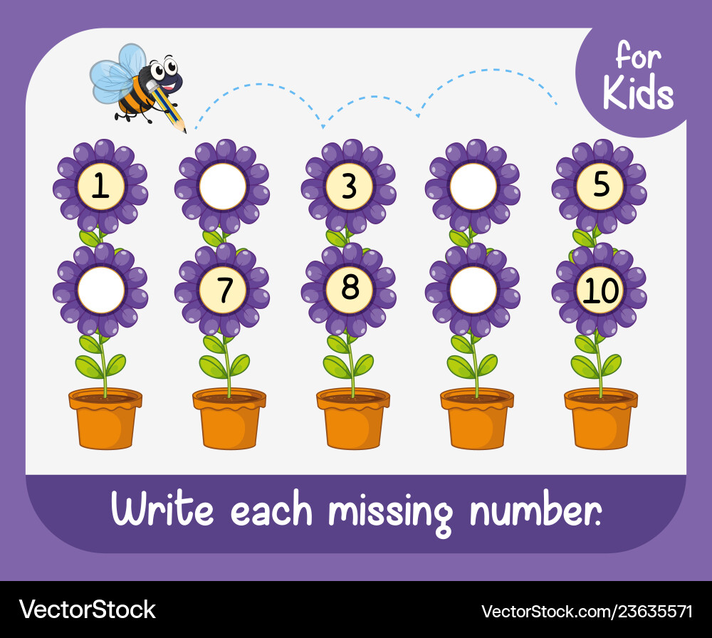 Write each missing number Royalty Free Vector Image