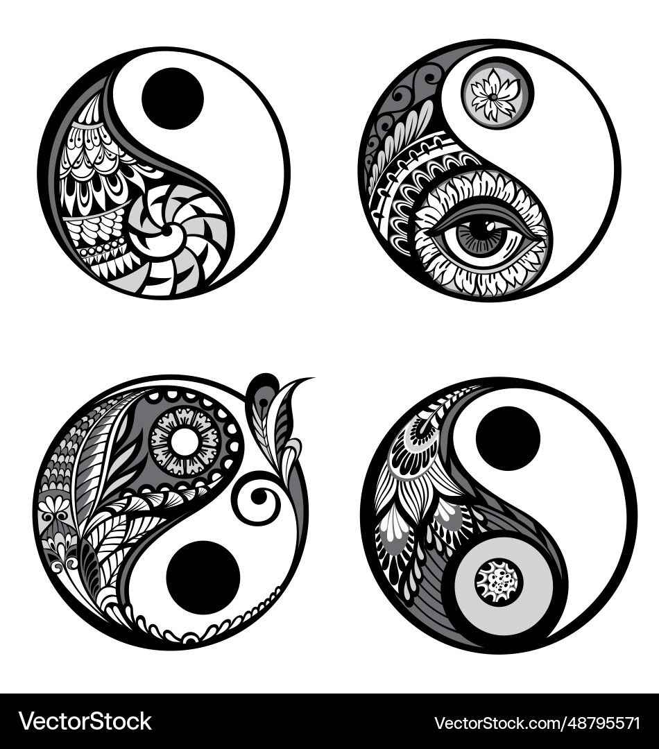 Yin Yang Set Lizenzfreies Vektorbild - VectorStock