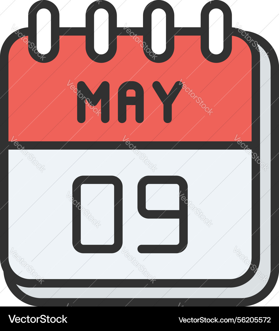 9 may outline filled icon Royalty Free Vector Image