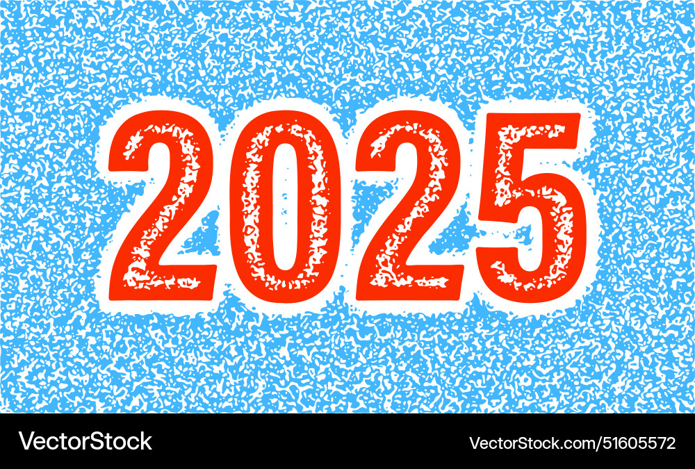 Bold red 2025 text on blue background Royalty Free Vector