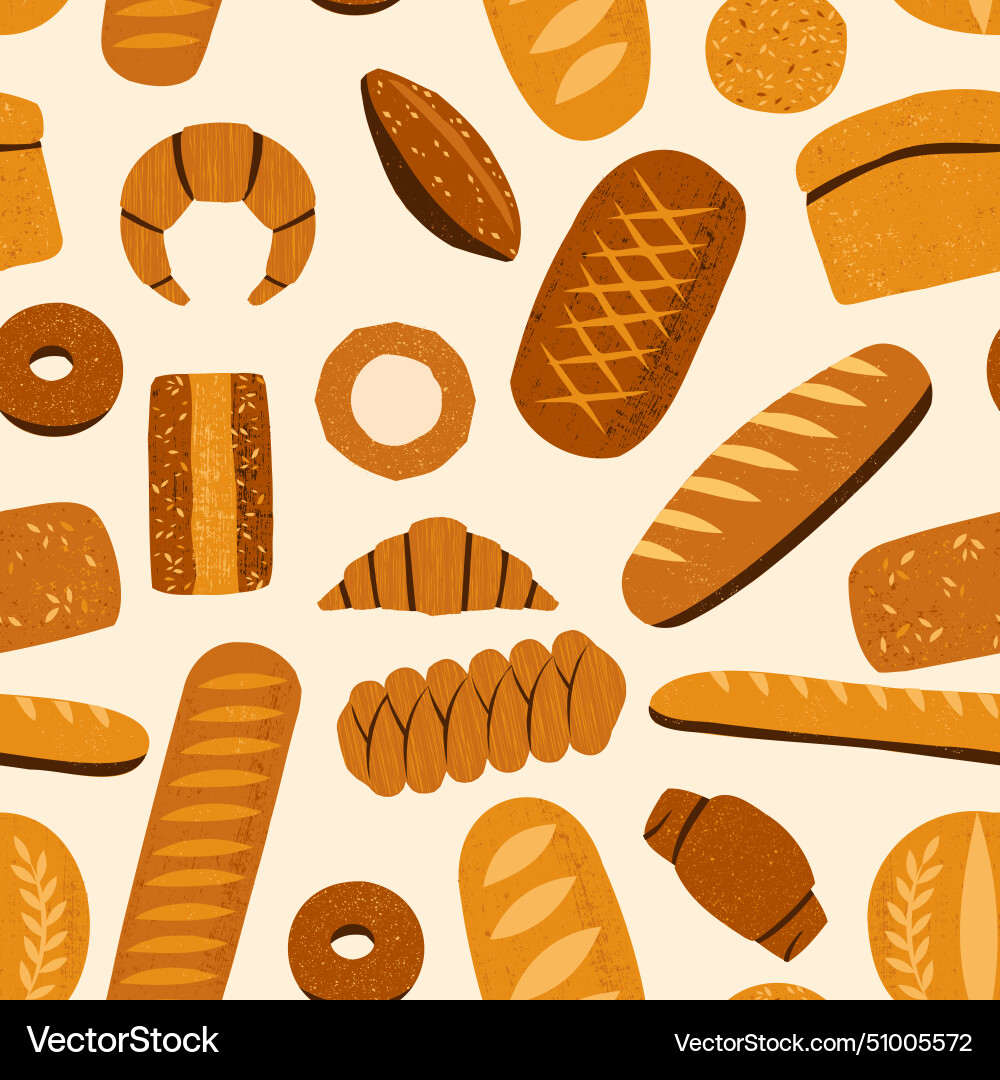Bread pattern seamless print of bakery products Vector Image