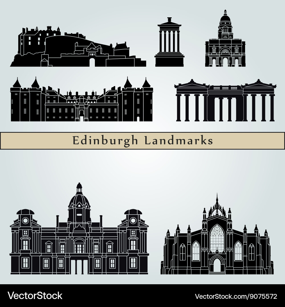 Edinburgh landmarks and monuments Royalty Free Vector Image