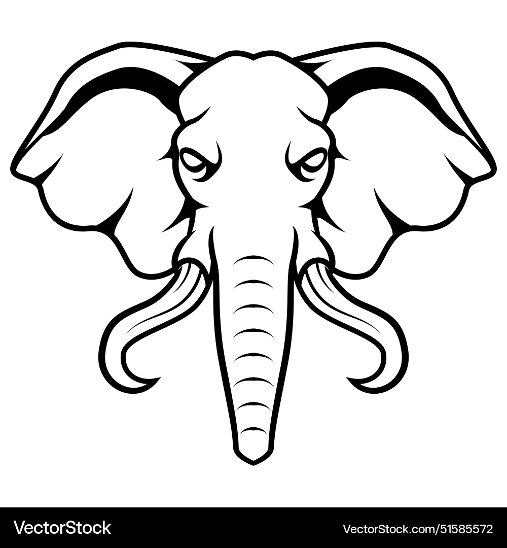 Elephant head mascot line art Royalty Free Vector Image