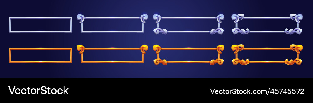 Empty rectangle game frames in medieval style Vector Image