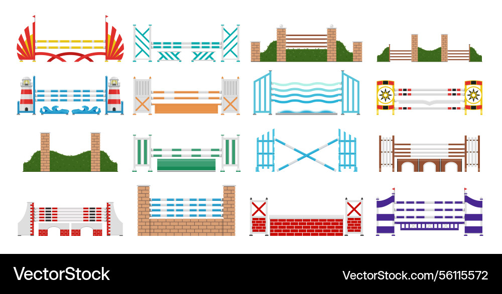 Equestrian show jumping obstacles with rails brick