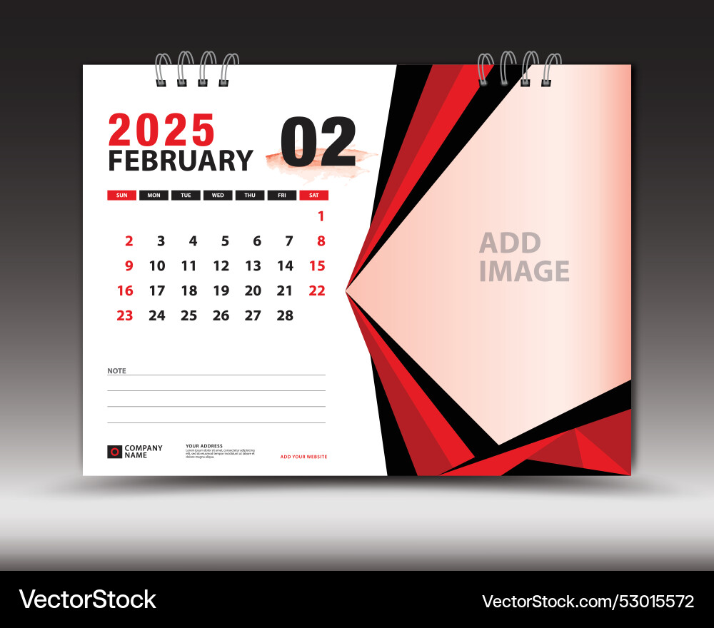 February 2025 year desk calendar template Vector Image