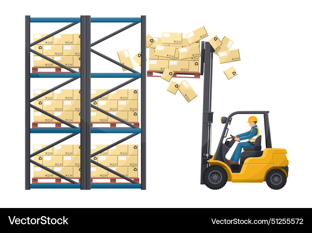 Forklift accident fork lift truck colliding Vector Image